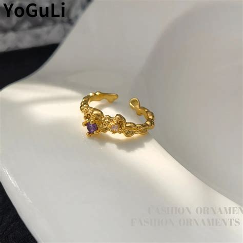 모던 주얼리 기하학적 반지 2022 예쁜 보라색 고품질 Aaa 지르콘 불규칙 반지 여성용 액세서리 새로운 트렌드 Aliexpress