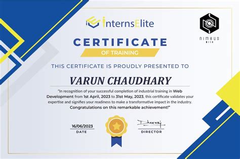 varun chaudhary on linkedin intership industrialtraining webdevelopment