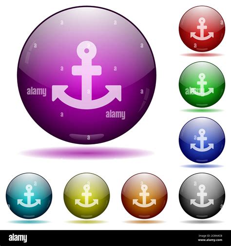 Set Of Color Anchor Glass Sphere Buttons With Shadows Stock Vector Image And Art Alamy
