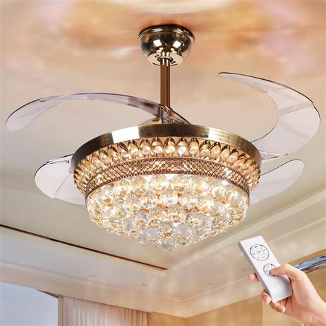 Kpibest 42 Inch Retractable Ceiling Fan Light With Remote Control