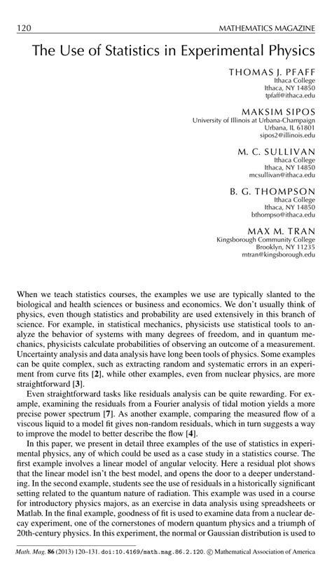 Pdf The Use Of Statistics In Experimental Physics