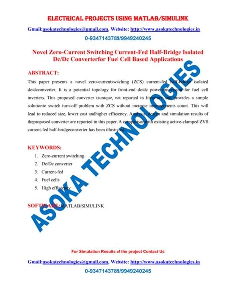 Novel Zero Current Switching Current Fed Half Bridge Isolated Dcdc