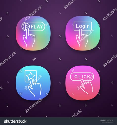 Click App Icons Set Apps Button Stock Vector Royalty Free Shutterstock