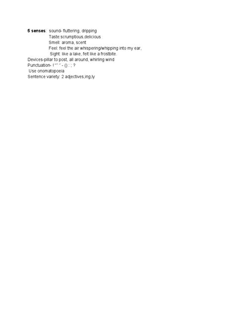 Descriptive Writing Checklist Pdf