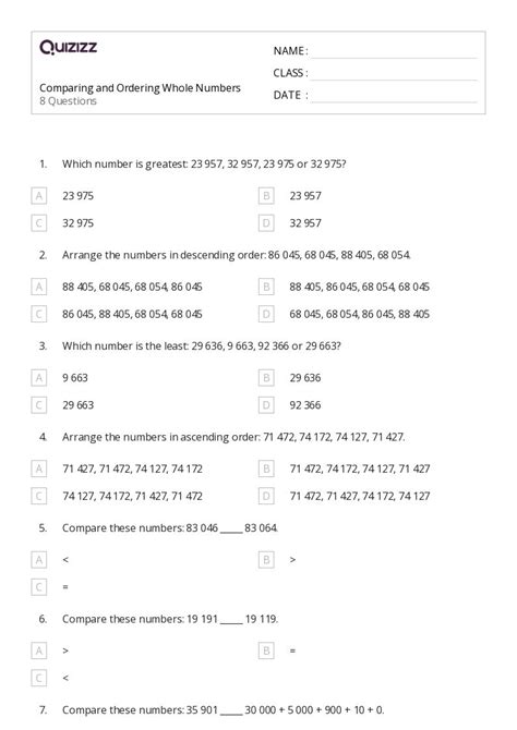 50 Ordering Numbers 0 10 Worksheets On Quizizz Free And Printable