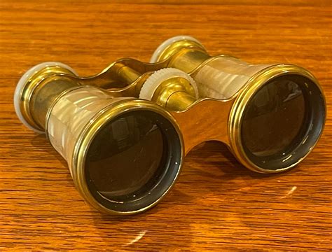 Vintage French Mother Of Pearl And Brass Opera Glasses By Lemaire Of