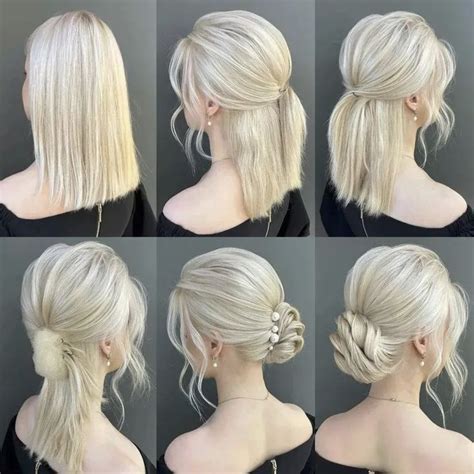 Pearl Bun Short Hair Styles Bridal Hair Updo Gorgeous Hair Color
