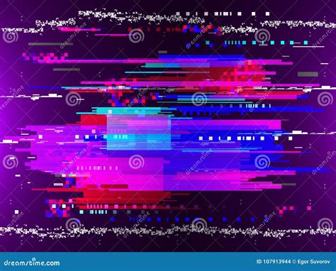 Glitched Color Horizontal And Vertical Stripes And Shapes Abstract Background With A Digital