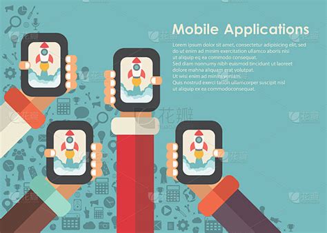 移动应用程序的概念。应用程序开发。与手机。平面向量插图。
