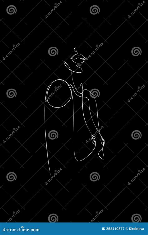 Abstract Face White One Line Vector Drawing Portrait Minimalistic Style Stock Vector