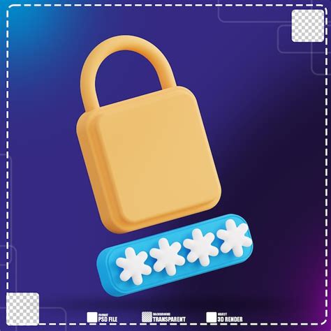 premium psd 3d illustration of lock security password 2