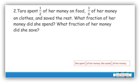 Adding And Subtracting Fractions Different Denominators Word Problems