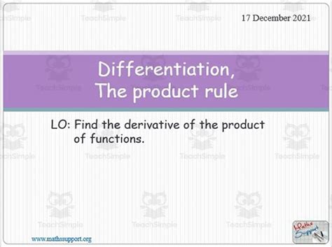Differentiation The Product Rule By Teach Simple