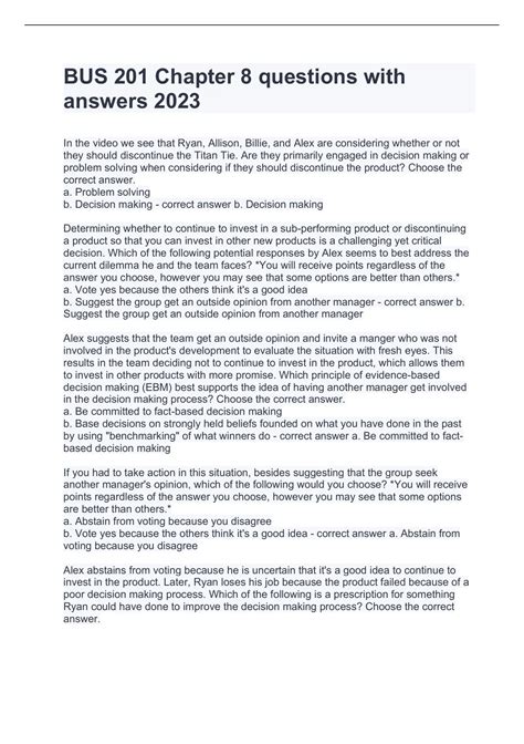 Bus 201 Chapter 8 Questions With Answers 2023 Bus 201 Stuvia Us