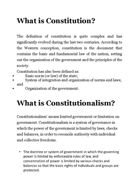 Concept Of Constitution And Constitutionalism What Is Constitution