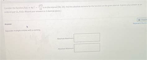 [solved] find the absolute maximum and minimum consider the function f