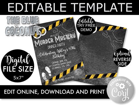 Editable Murder Mystery Template Crime Scene Tape Fundraising Etsy