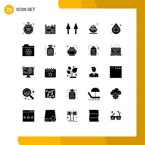 Set Of 25 Modern Ui Icons Symbols Signs For Favorite Lotus Sparrowgrass Water Spa Editable