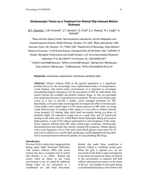 Pdf Stroboscopic Vision As A Treatment For Retinal Slip Induced