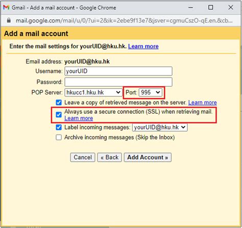 Procedure To Enable SSL Secure Sockets Layer On POP IMAP For Staff Email Information