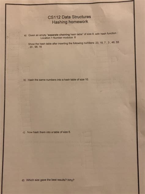 Solved CS Data Structures Hashing Homework A Given An Chegg Com