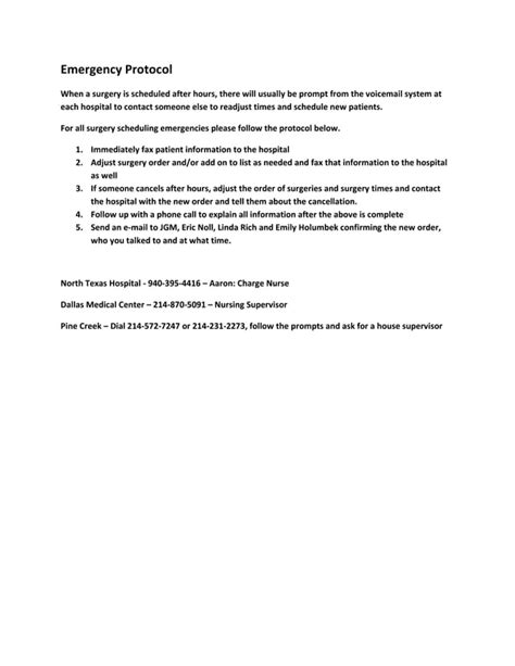 Emergency Protocol Pdf