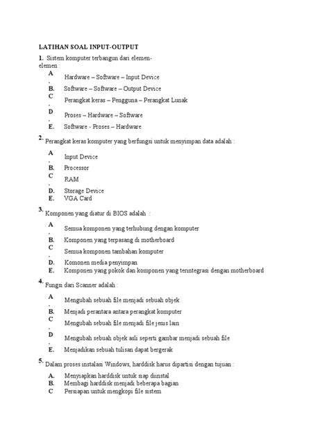 Soal Input Output Komputer Pdf