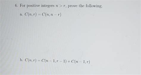 Solved For Positive Integers N R Prove The Following A Chegg