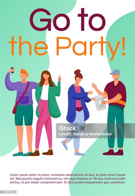 파티 브로셔 템플릿으로 이동합니다 십대 문화 전단지 소책자 평면 일러스트와 전단지 개념 잡지에 대한 벡터 페이지 만화 레이