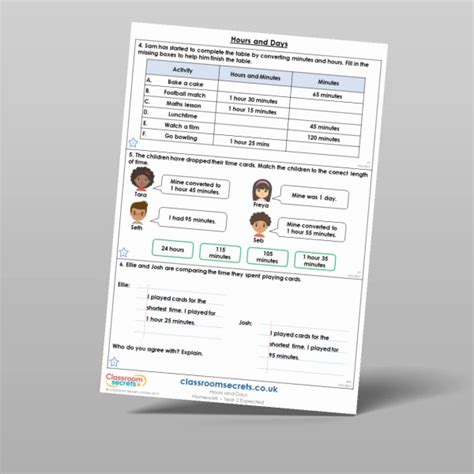 Year 2 Hours And Days Homework Resource Classroom Secrets