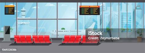 공항 내부 대기 홀 출발 라운지 현대 터미널 개념 이 상세한 플랫 컬러 벡터 일러스트 레이 션 0명에 대한 스톡 벡터 아트 및 기타 이미지 Istock