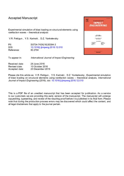 Pdf Experimental Simulation Of Blast Loading On Structural Elements
