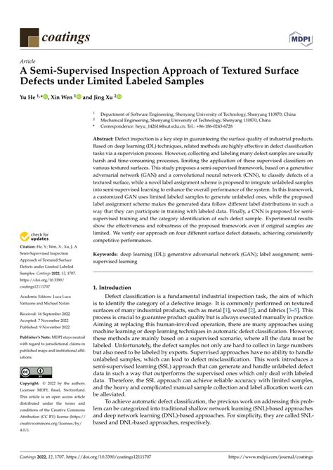 pdf a semi supervised inspection approach of textured surface defects