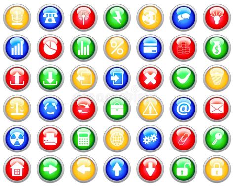 Glossy Buttons Icons Set [1] Stock Vector Illustration Of Gray Shiny 24323734