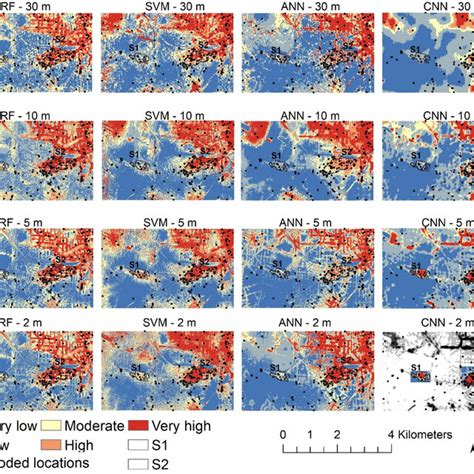 Flood Susceptibility Maps From All Models At Different Spatial