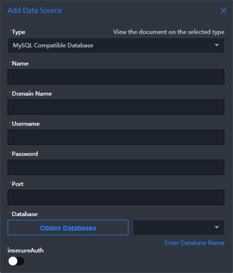 Add A Mysql Compatible Data Source Datav Alibaba Cloud
