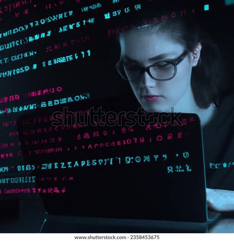 computer hologram script woman programming software ai generated image