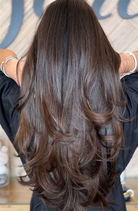 35 Feathered Layered Haircuts For Long Hair Sleek Espresso Layers