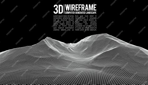 추상적 인 벡터 풍경 배경 사이버 공간 풍경 그리드 D 기술 벡터 일러스트 레이 션 프리미엄 벡터