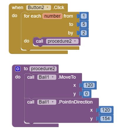 ball move in 5 times in a loop fuction mit app inventor help mit