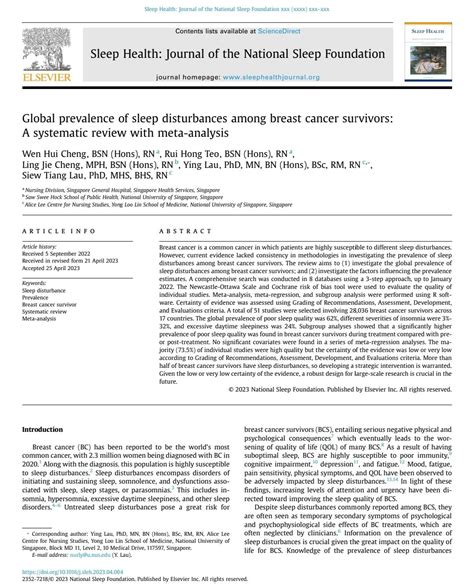 Ling Jie C On Linkedin Sleepdisturbance Prevalence Breastcancersurvivor Systematicreview…