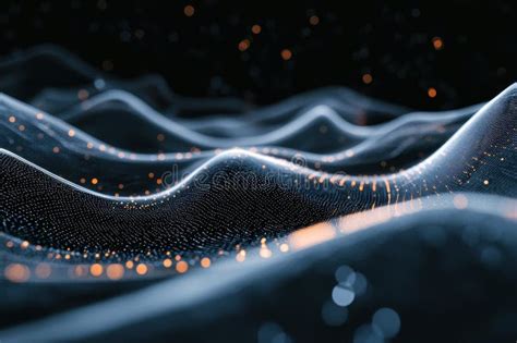 Abstract Digital Landscape With Orange Bokeh Lights Stock Illustration Illustration Of Orange