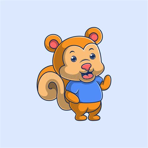 Cartoon Cute Squirrel Waving Illustration Stock Illustration