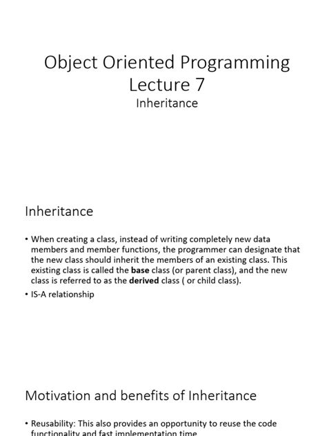 Oop Ue Lecture 7 Inheritance Download Free Pdf Inheritance Object