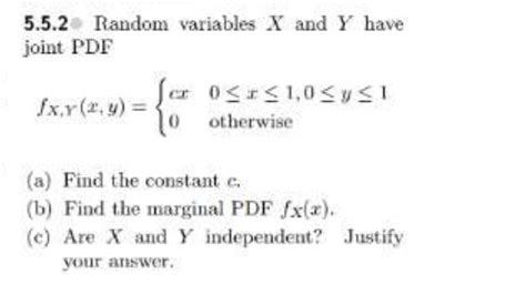 Solved 552 Random Variables X And Y Have Joint Pdf