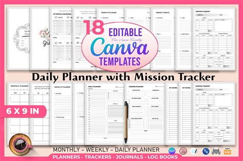 Daily Planner With Mission Tracker Graphic By Hoopoe Design Creative Fabrica