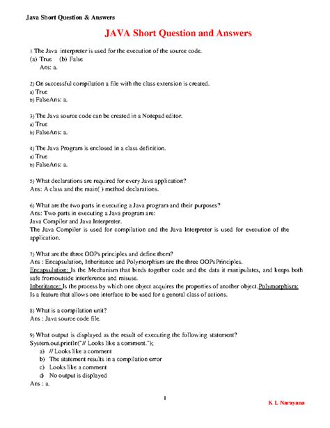 Java Short Question Answers Java Short Qanda For Exam Preparation Studocu
