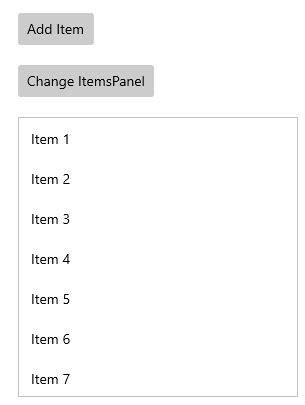 ListView Items Not Rendered Properly In UI When Changing ItemsPanel Property Of ListView At Run