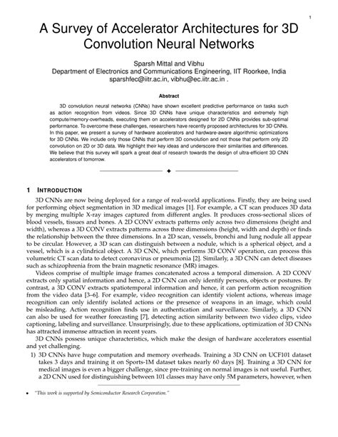 Pdf A Survey Of Accelerator Architectures For 3d Convolution Neural Networks