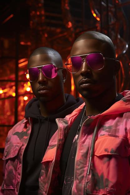 Premium Photo Two Men Wearing Pink Sunglasses